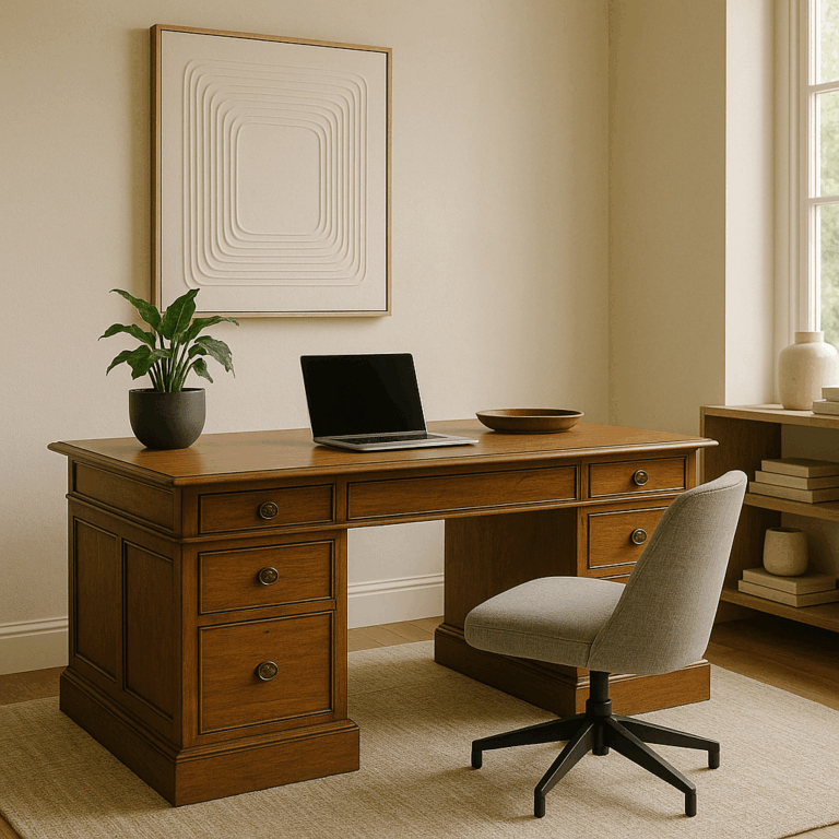How to Style a Home Office Around a Pedestal Desk – Inspired Living Spaces